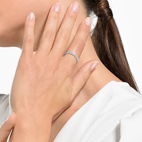 Matrix Vittore ring, Round cut, White, Silver-tone finish - Crystal Swan