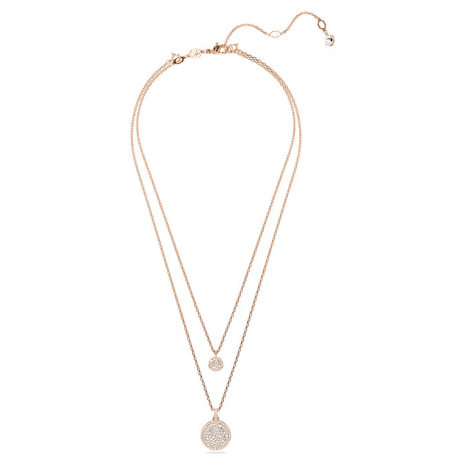 Sublima layered pendant White, Rose gold-tone plated - Crystal Swan