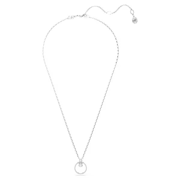 Constella pendant, Round cut, White, Rhodium plated - Crystal Swan